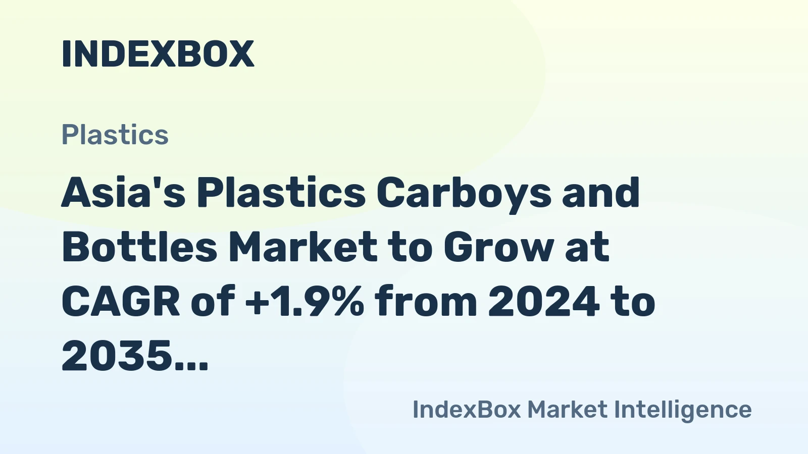 Asia's Plastics Carboys and Bottles Market to Grow at CAGR of +1.9% from 2024 to 2035
