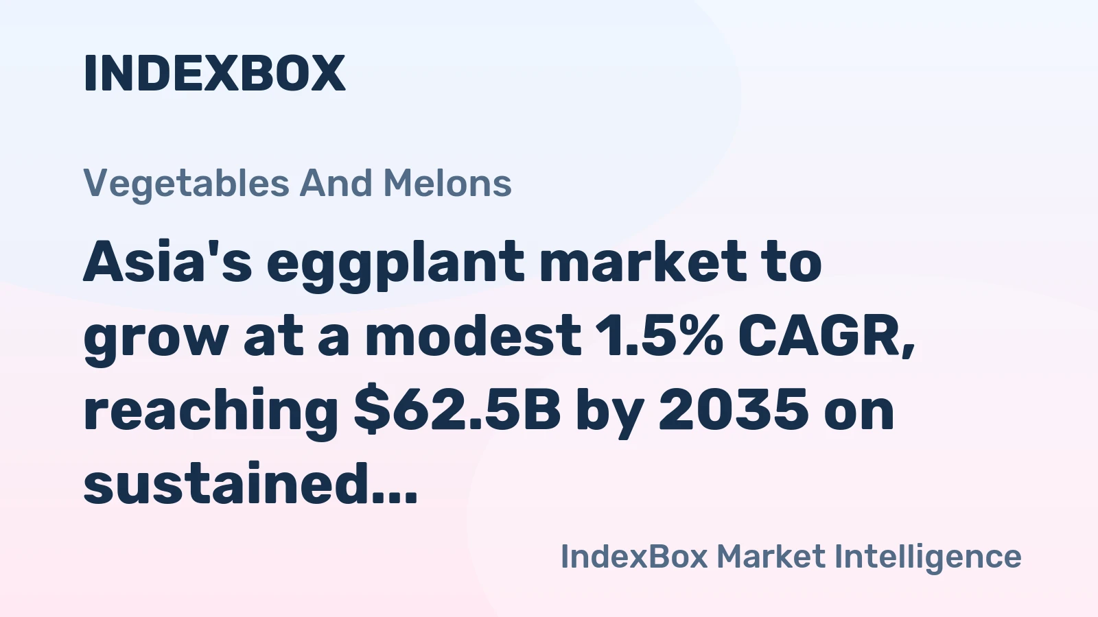 Asia's eggplant market to grow at a modest 1.5% CAGR, reaching $62.5B by 2035 on sustained regional demand.