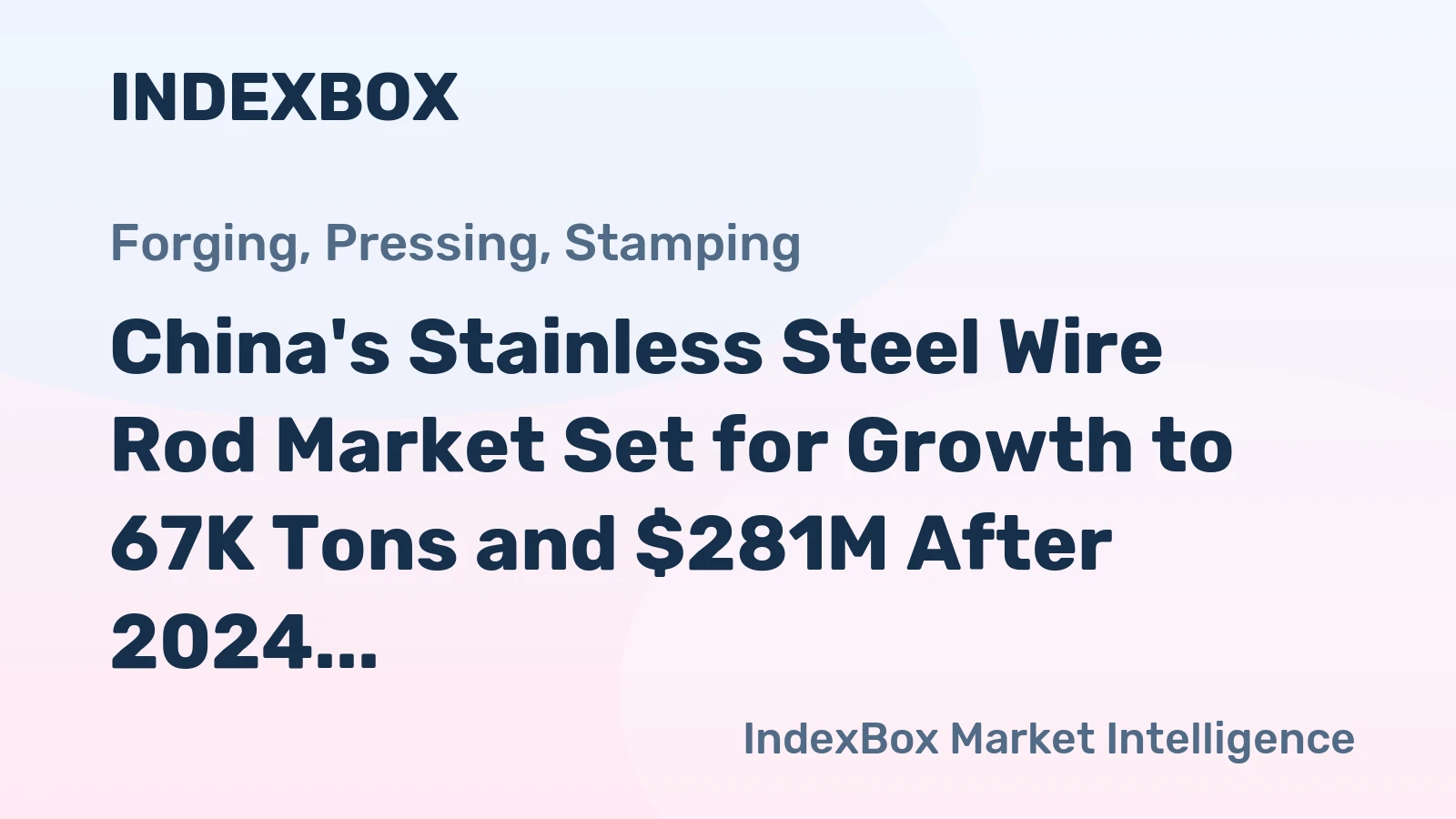 China's Stainless Steel Wire Rod Market Set for Growth to 67K Tons and $281M After 2024 Slump