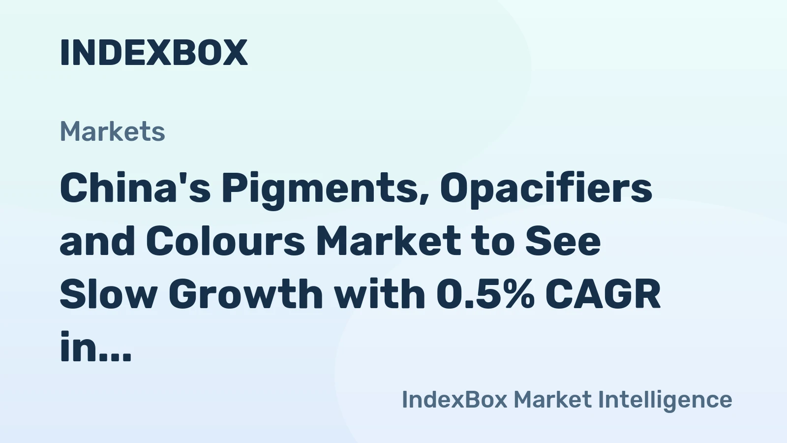 China's Pigments, Opacifiers and Colours Market to See Slow Growth with 0.5% CAGR in Volume by 2035