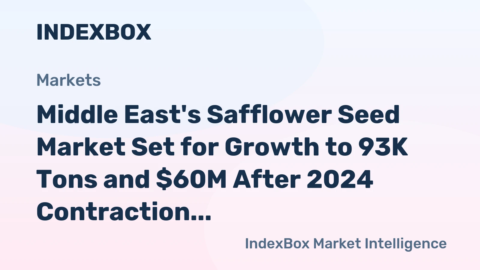 Middle East's Safflower Seed Market Set for Growth to 93K Tons and $60M After 2024 Contraction