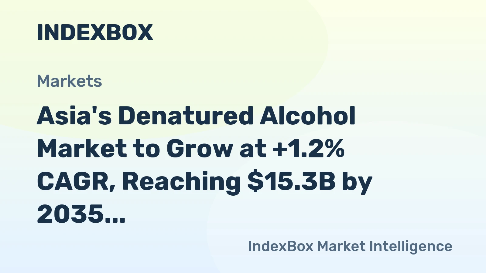 Asia's Denatured Alcohol Market to Grow at +1.2% CAGR, Reaching $15.3B by 2035