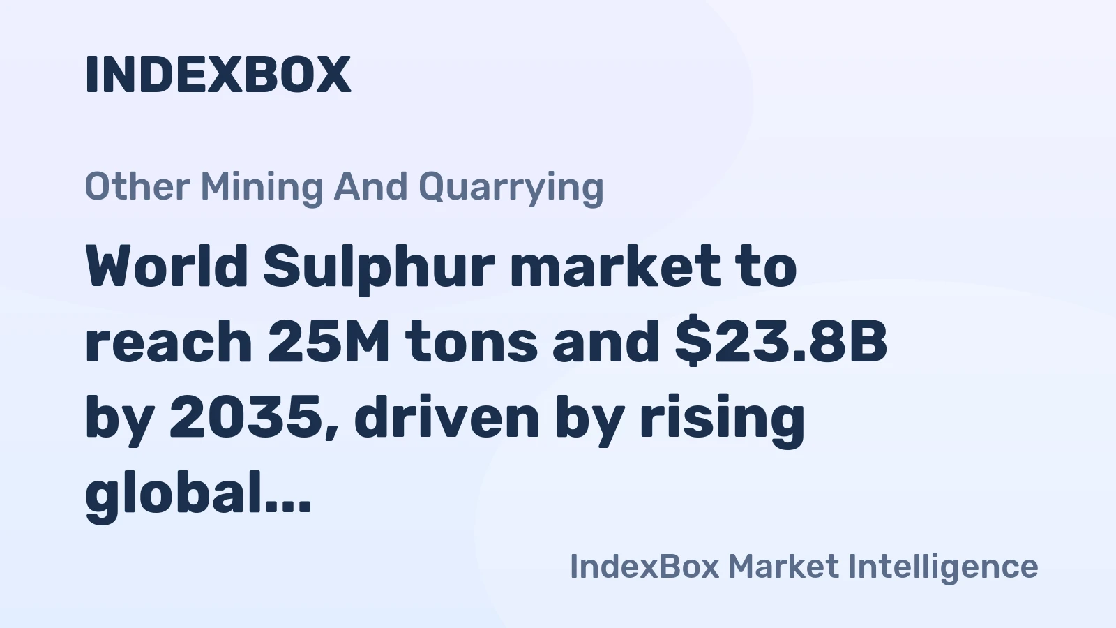 World Sulphur market to reach 25M tons and $23.8B by 2035, driven by rising global demand.