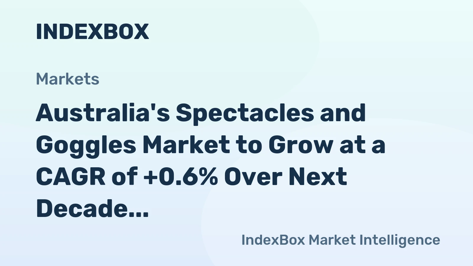 Australia's Spectacles and Goggles Market to Grow at a CAGR of +0.6% Over Next Decade
