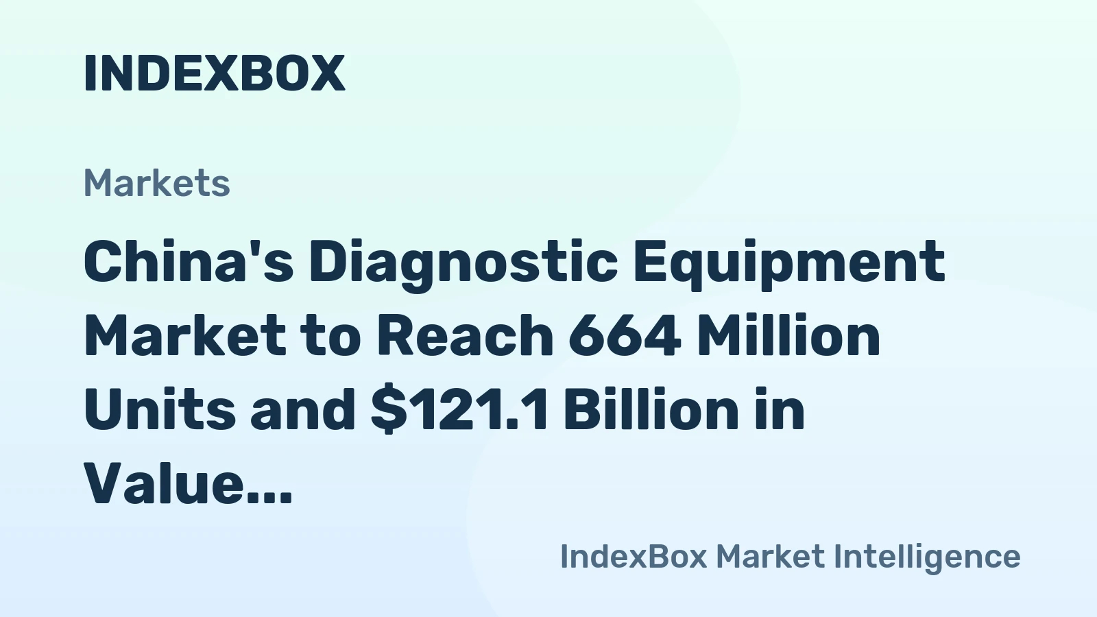China's Diagnostic Equipment Market to Reach 664 Million Units and $121.1 Billion in Value by 2035