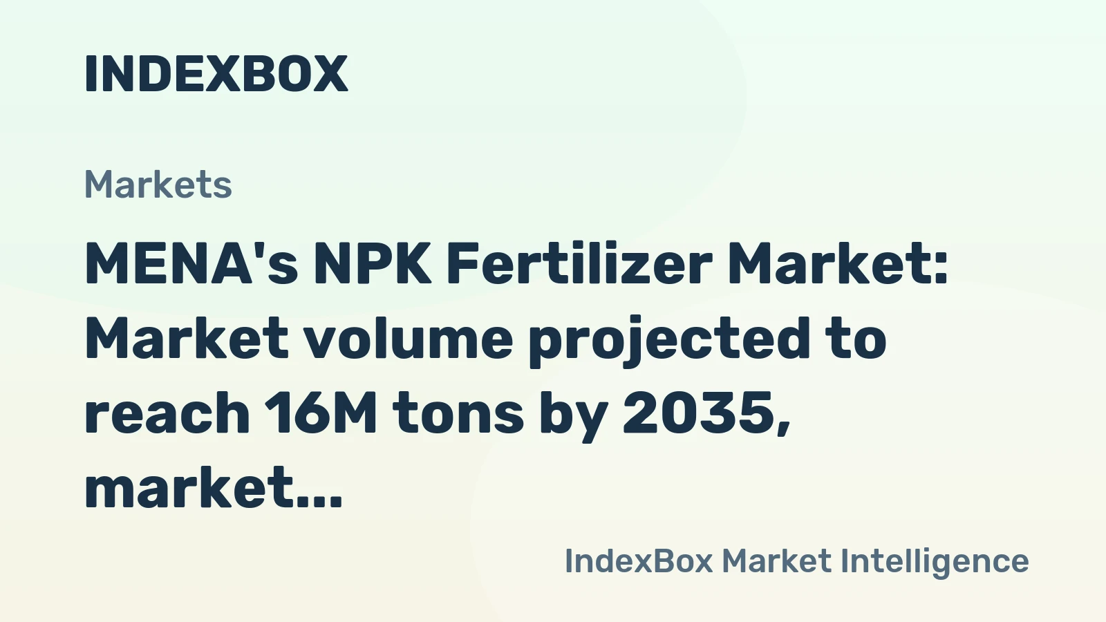 MENA's NPK Fertilizer Market: Market volume projected to reach 16M tons by 2035, market value to hit $15B