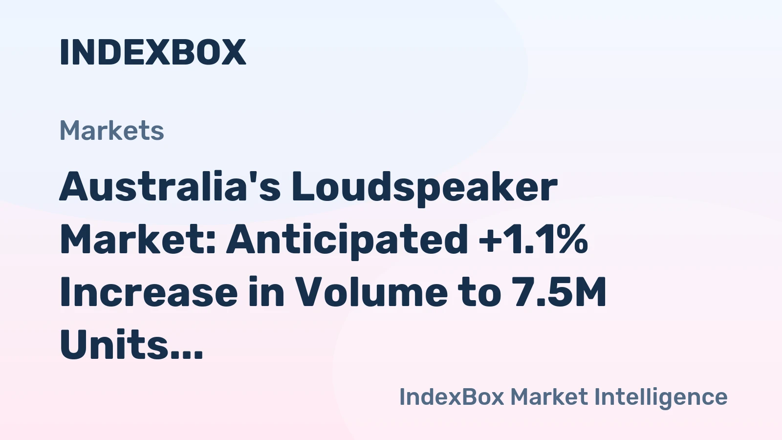Australia's Loudspeaker Market: Anticipated +1.1% Increase in Volume to 7.5M Units and +3.8% Growth in Value to $57M by 2035