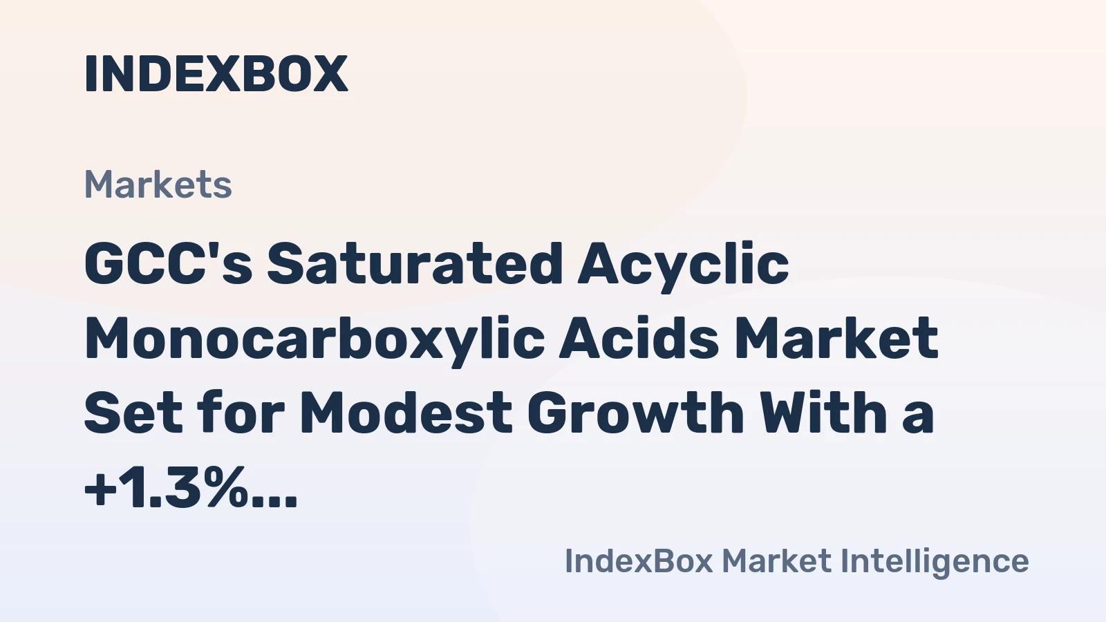 GCC's Saturated Acyclic Monocarboxylic Acids Market Set for Modest Growth With a +1.3% CAGR in Value