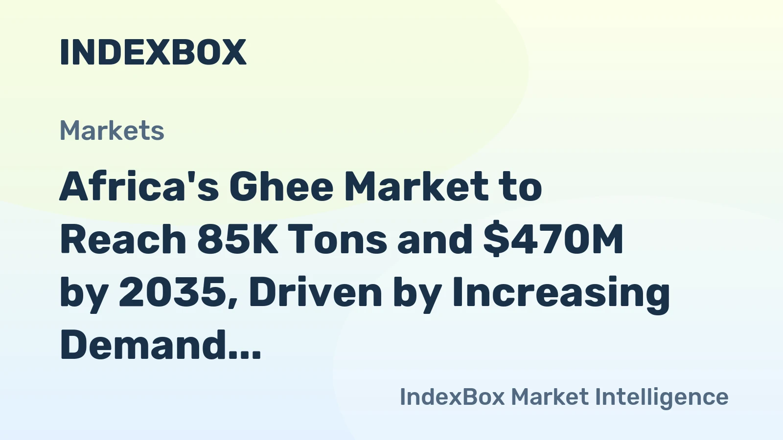Africa's Ghee Market to Reach 85K Tons and $470M by 2035, Driven by Increasing Demand