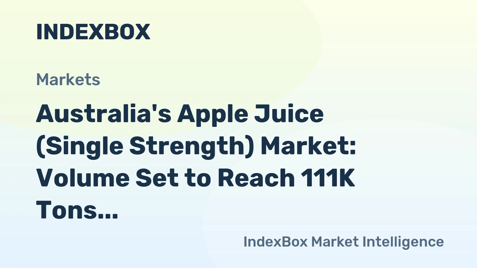 Australia's Apple Juice (Single Strength) Market: Volume Set to Reach 111K Tons and Value Expected to Reach $123M by 2035