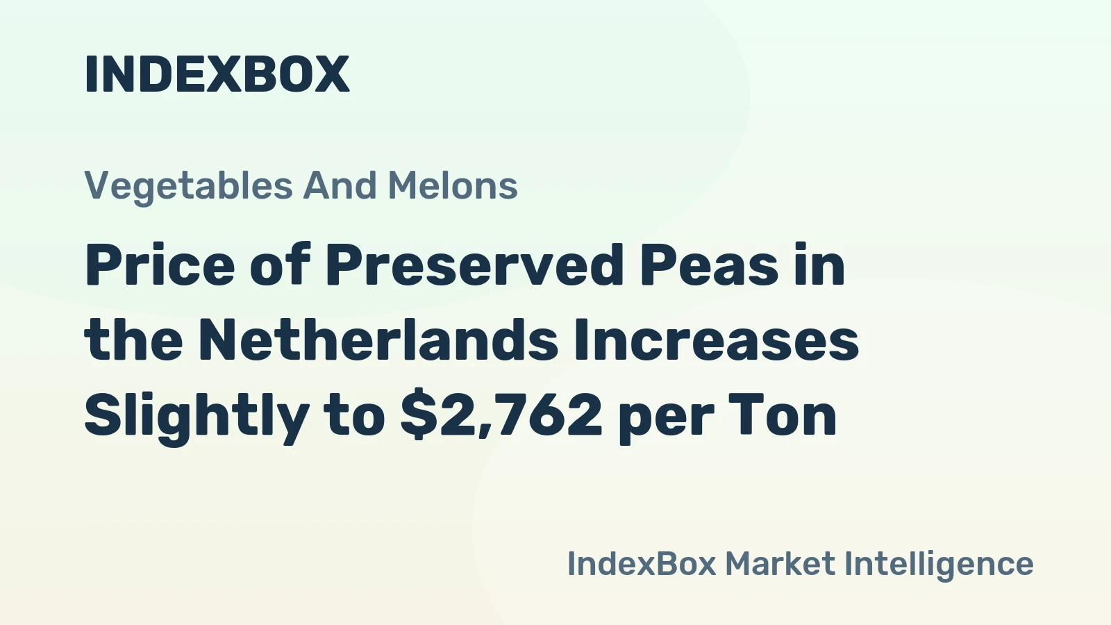 Price of Preserved Peas in the Netherlands Increases Slightly to $2,762 per Ton
