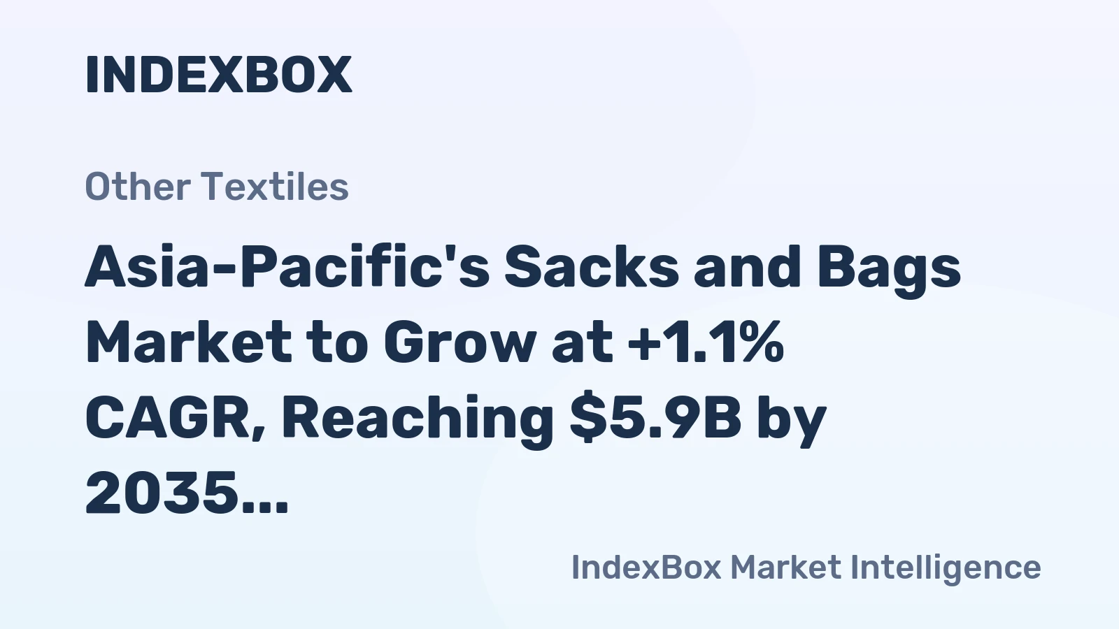 Asia-Pacific's Sacks and Bags Market to Grow at +1.1% CAGR, Reaching $5.9B by 2035