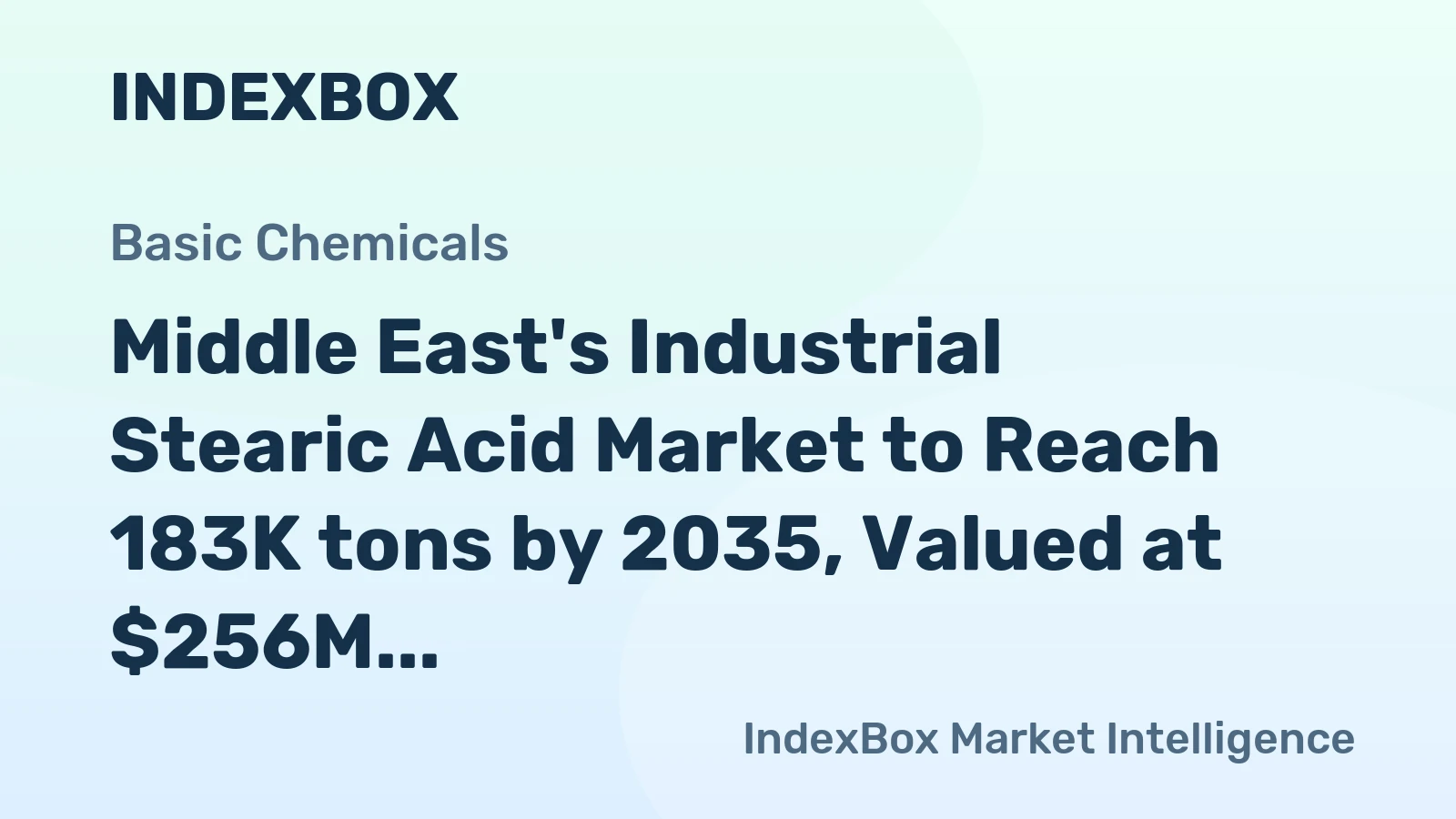 Middle East's Industrial Stearic Acid Market to Reach 183K tons by 2035, Valued at $256M