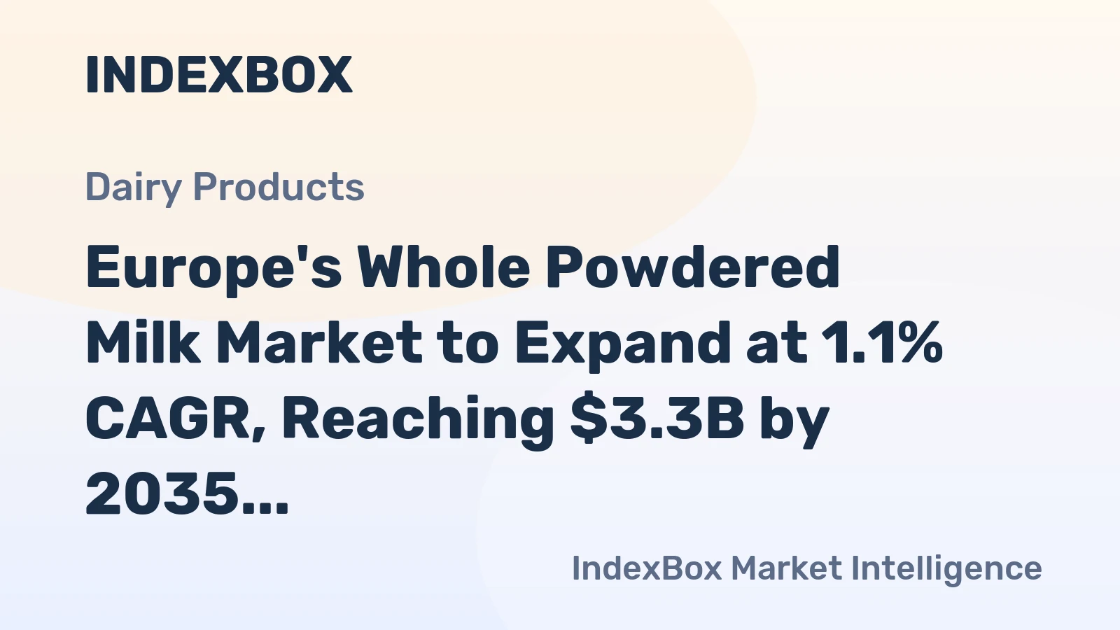 Europe's Whole Powdered Milk Market to Expand at 1.1% CAGR, Reaching $3.3B by 2035