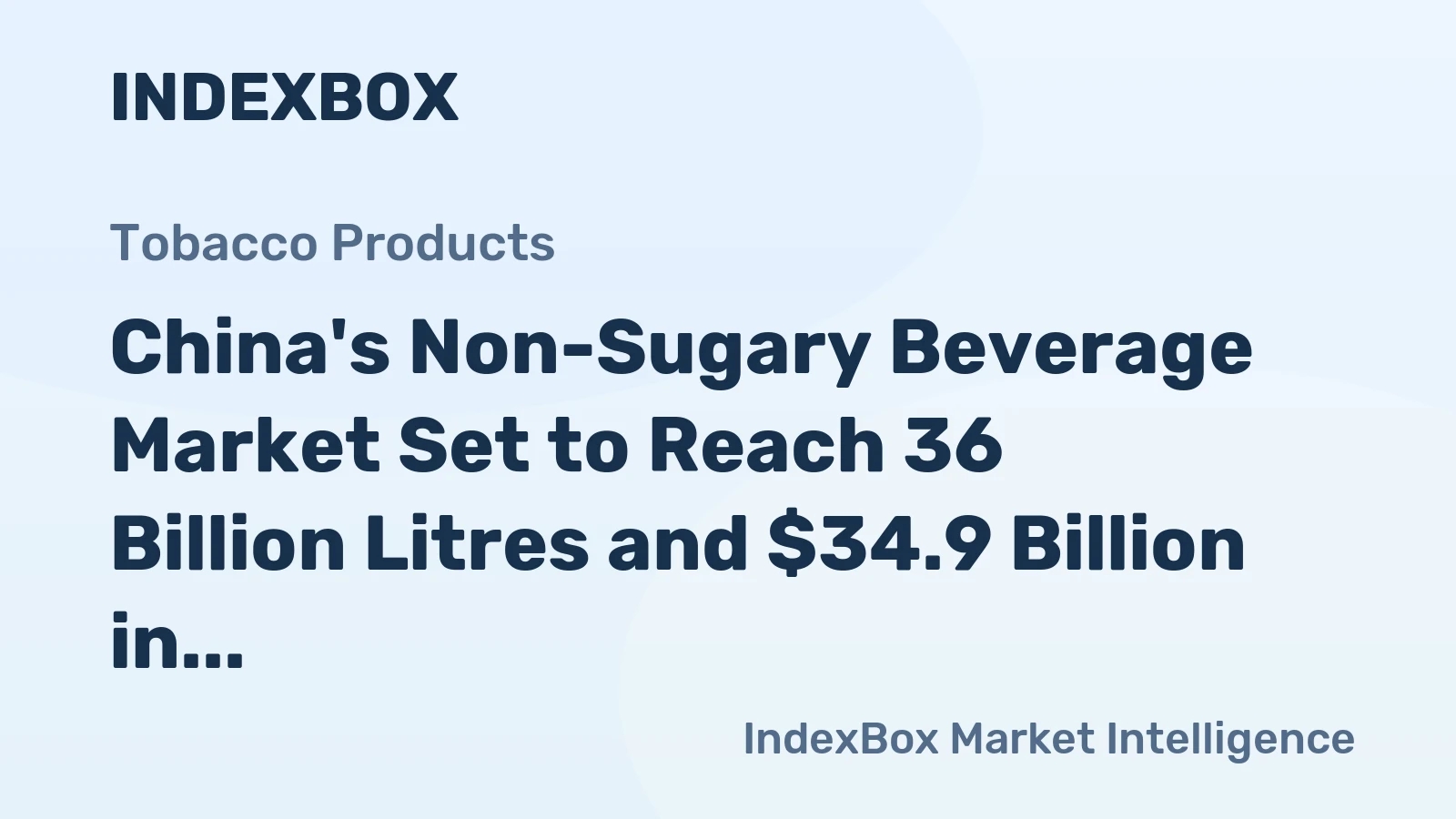 China's Non-Sugary Beverage Market Set to Reach 36 Billion Litres and $34.9 Billion in Value