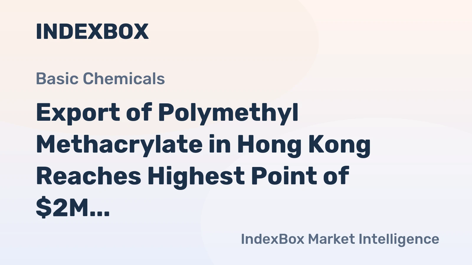 Export of Polymethyl Methacrylate in Hong Kong Reaches Highest Point of $2M in June 2023