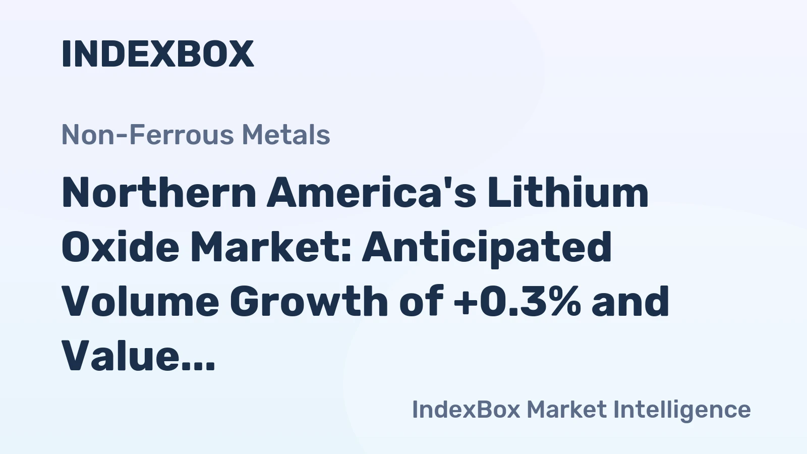 Northern America's Lithium Oxide Market: Anticipated Volume Growth of +0.3% and Value Growth of +1.8% by 2035