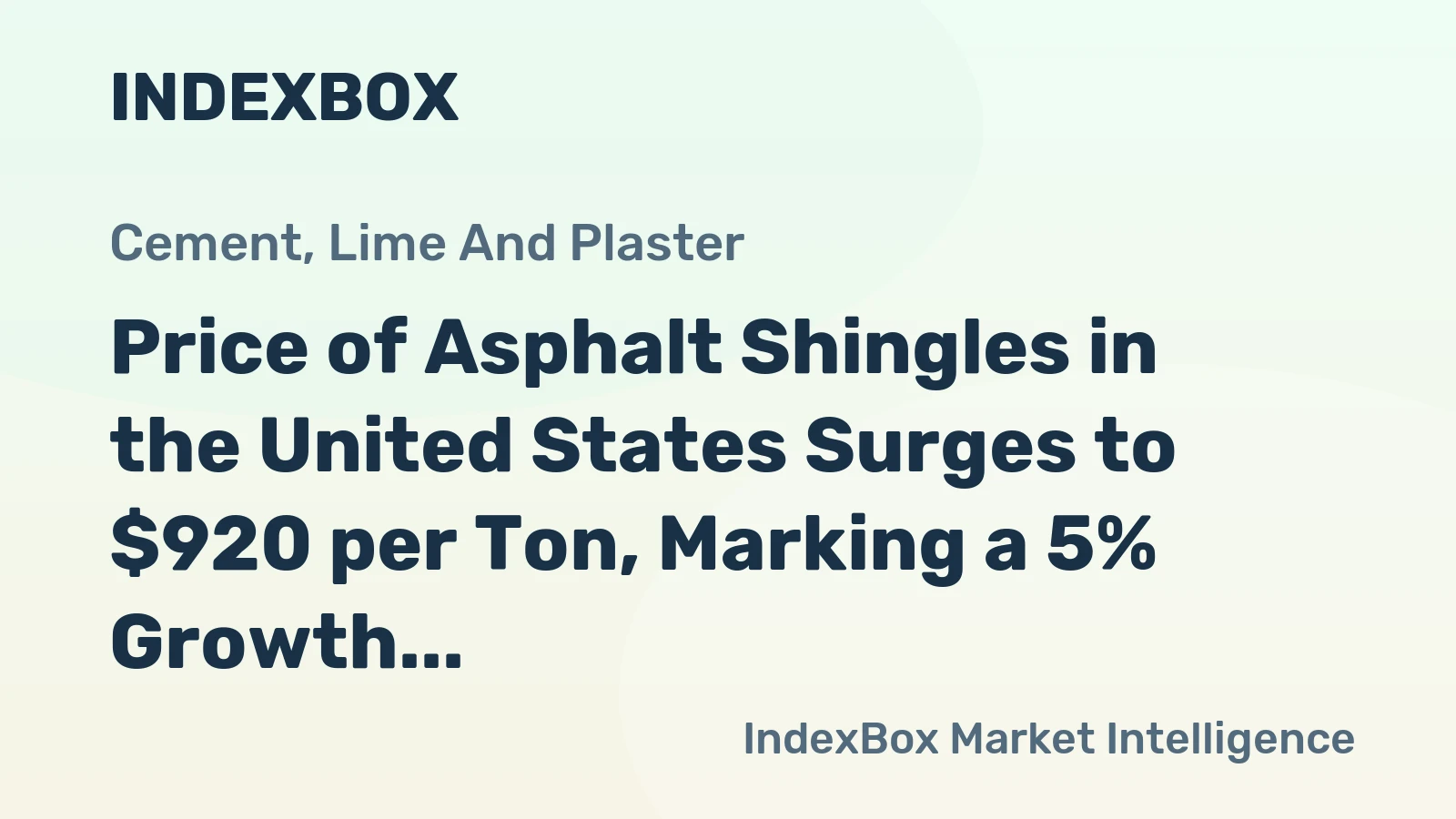 Price of Asphalt Shingles in the United States Surges to $920 per Ton, Marking a 5% Growth After Two Consecutive Months of Increase