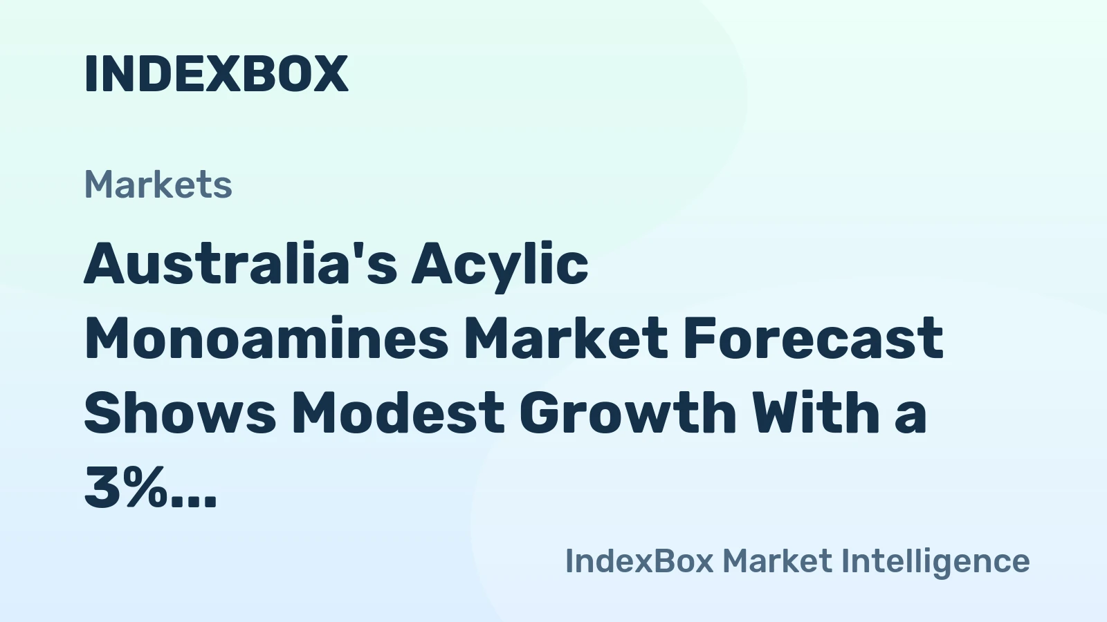 Australia's Acylic Monoamines Market Forecast Shows Modest Growth With a 3% Value CAGR