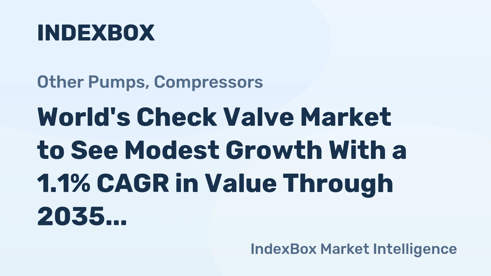 World's Check Valve Market to See Modest Growth With a 1.1% CAGR in Value Through 2035