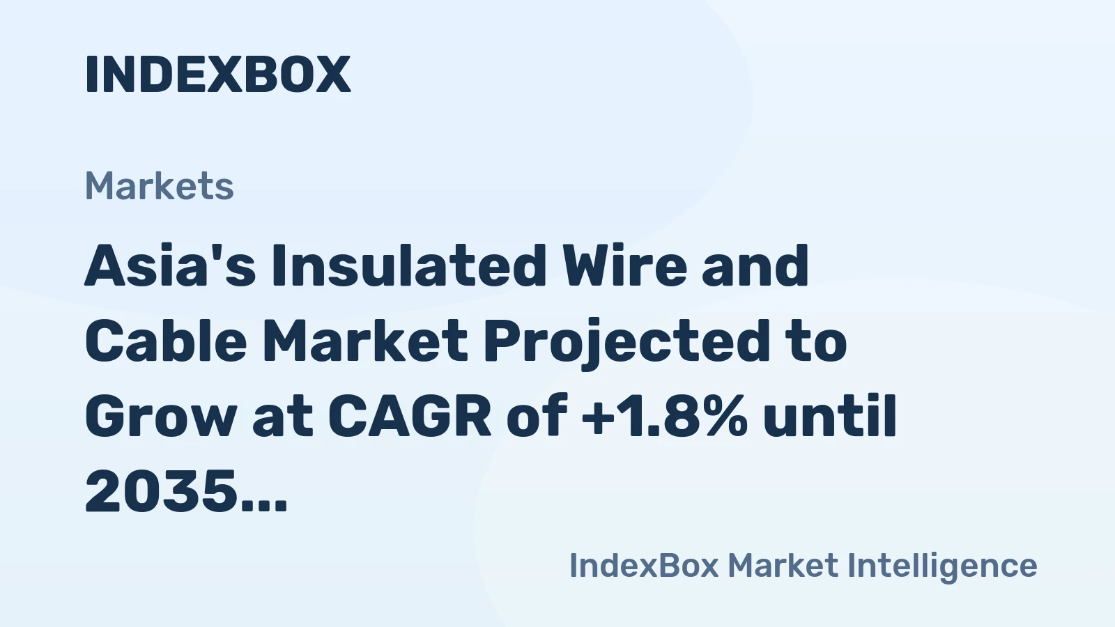Asia's Insulated Wire and Cable Market Projected to Grow at CAGR of +1.8% until 2035