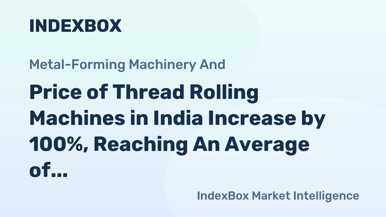 Price of Thread Rolling Machines in India Increase by 100%, Reaching An Average of $4,266 per Unit