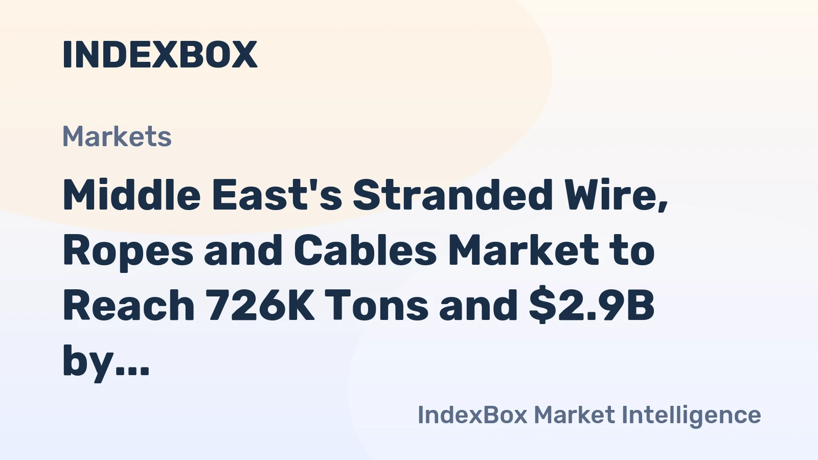 Middle East's Stranded Wire, Ropes and Cables Market to Reach 726K Tons and $2.9B by 2035