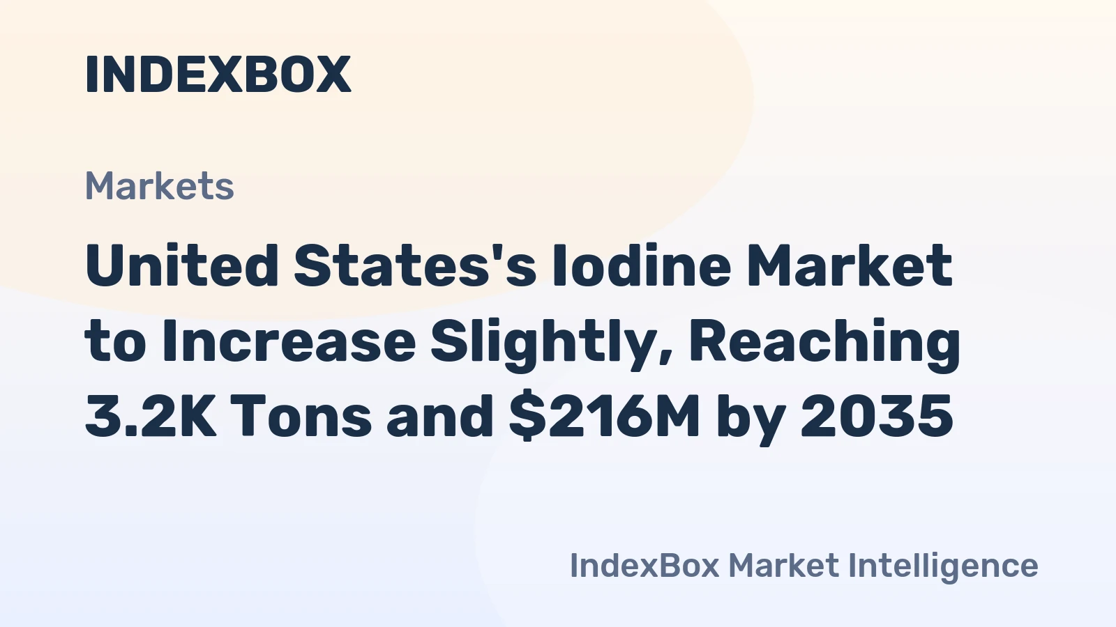 United States's Iodine Market to Increase Slightly, Reaching 3.2K Tons and $216M by 2035