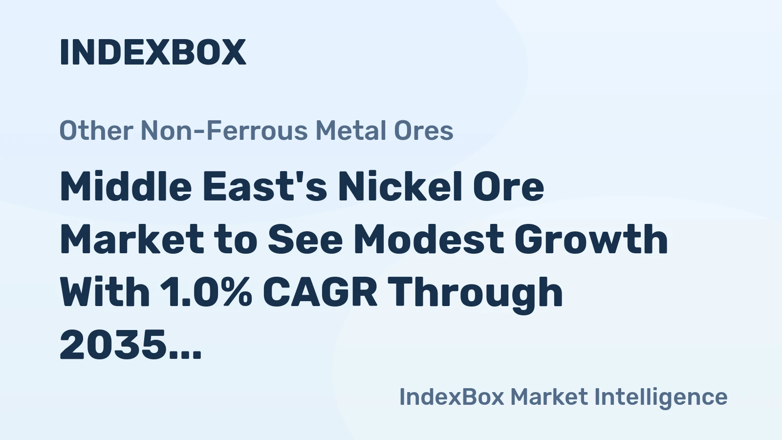 Middle East's Nickel Ore Market to See Modest Growth With 1.0% CAGR Through 2035