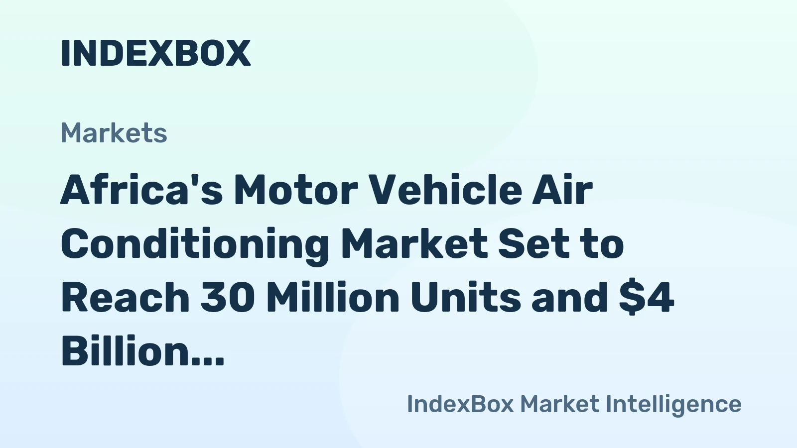 Africa's Motor Vehicle Air Conditioning Market Set to Reach 30 Million Units and $4 Billion in Value