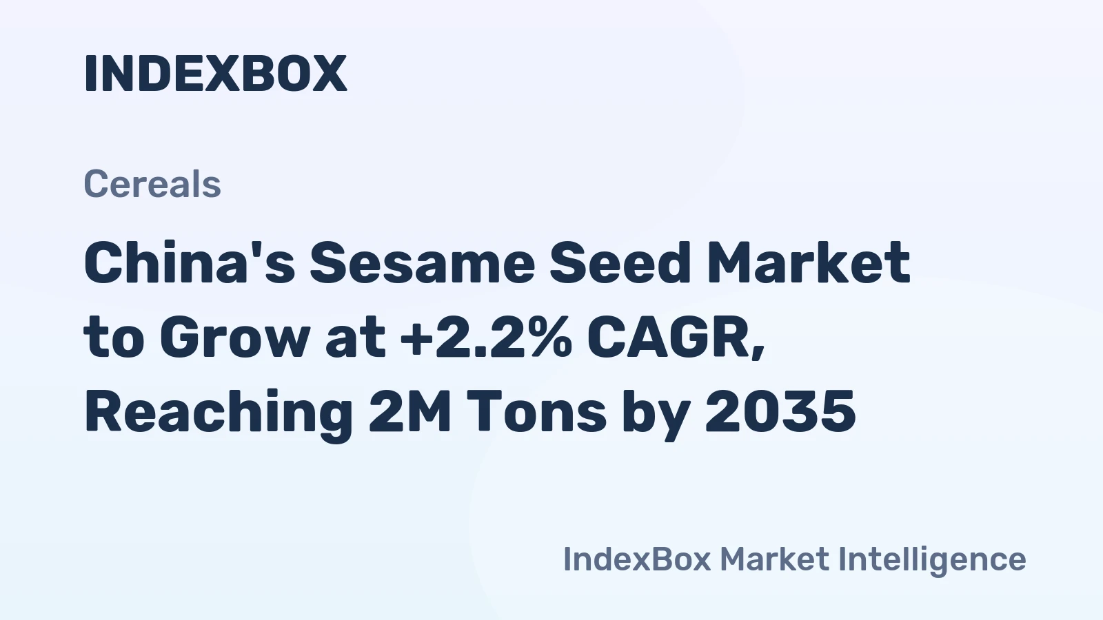 China's Sesame Seed Market to Grow at +2.2% CAGR, Reaching 2M Tons by 2035