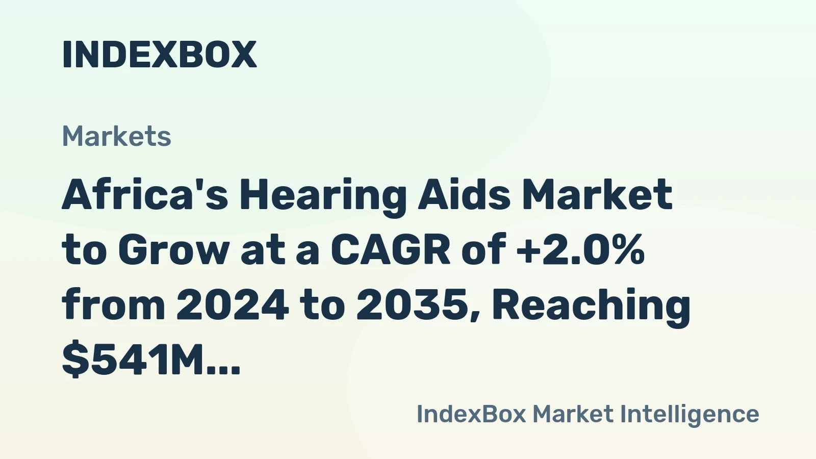 Africa's Hearing Aids Market to Grow at a CAGR of +2.0% from 2024 to 2035, Reaching $541M by 2035