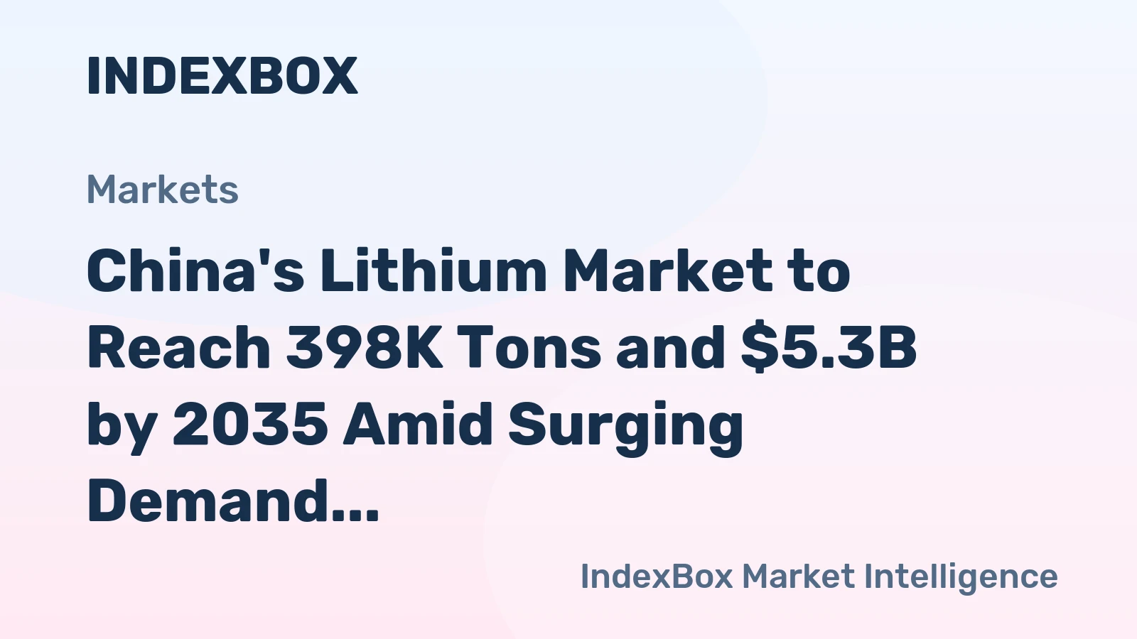 China's Lithium Market to Reach 398K Tons and $5.3B by 2035 Amid Surging Demand and Import Reliance