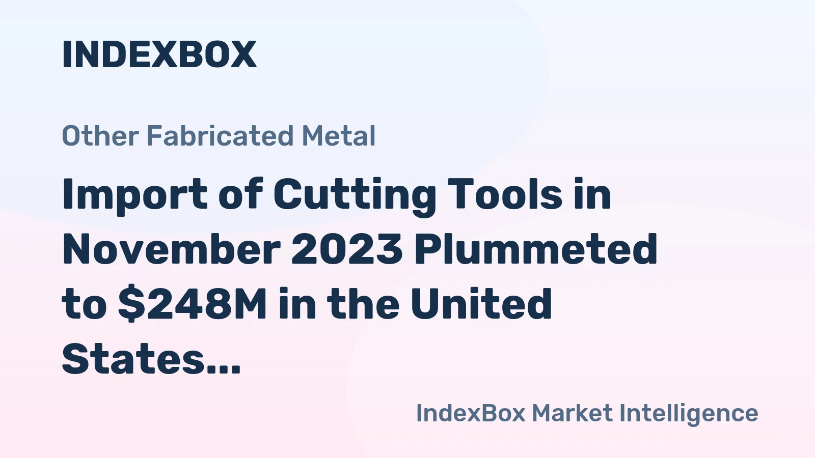 Import of Cutting Tools in November 2023 Plummeted to $248M in the United States