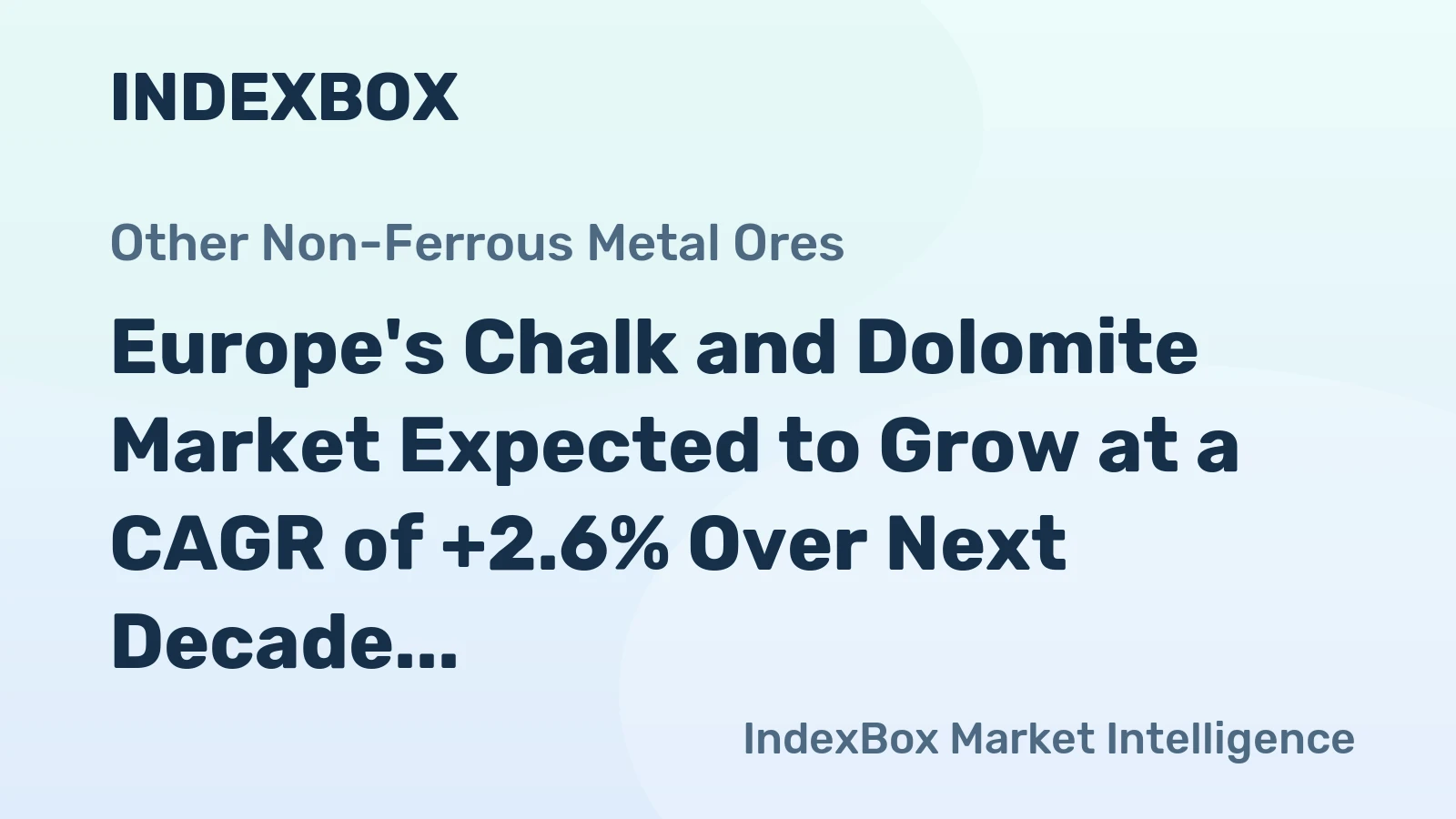 Europe's Chalk and Dolomite Market Expected to Grow at a CAGR of +2.6% Over Next Decade