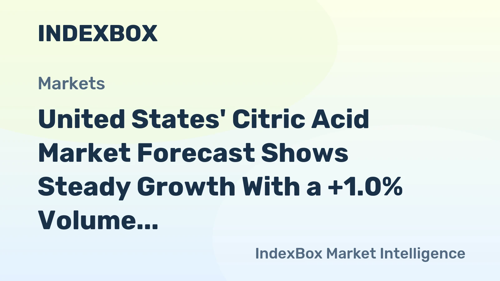 United States' Citric Acid Market Forecast Shows Steady Growth With a +1.0% Volume CAGR