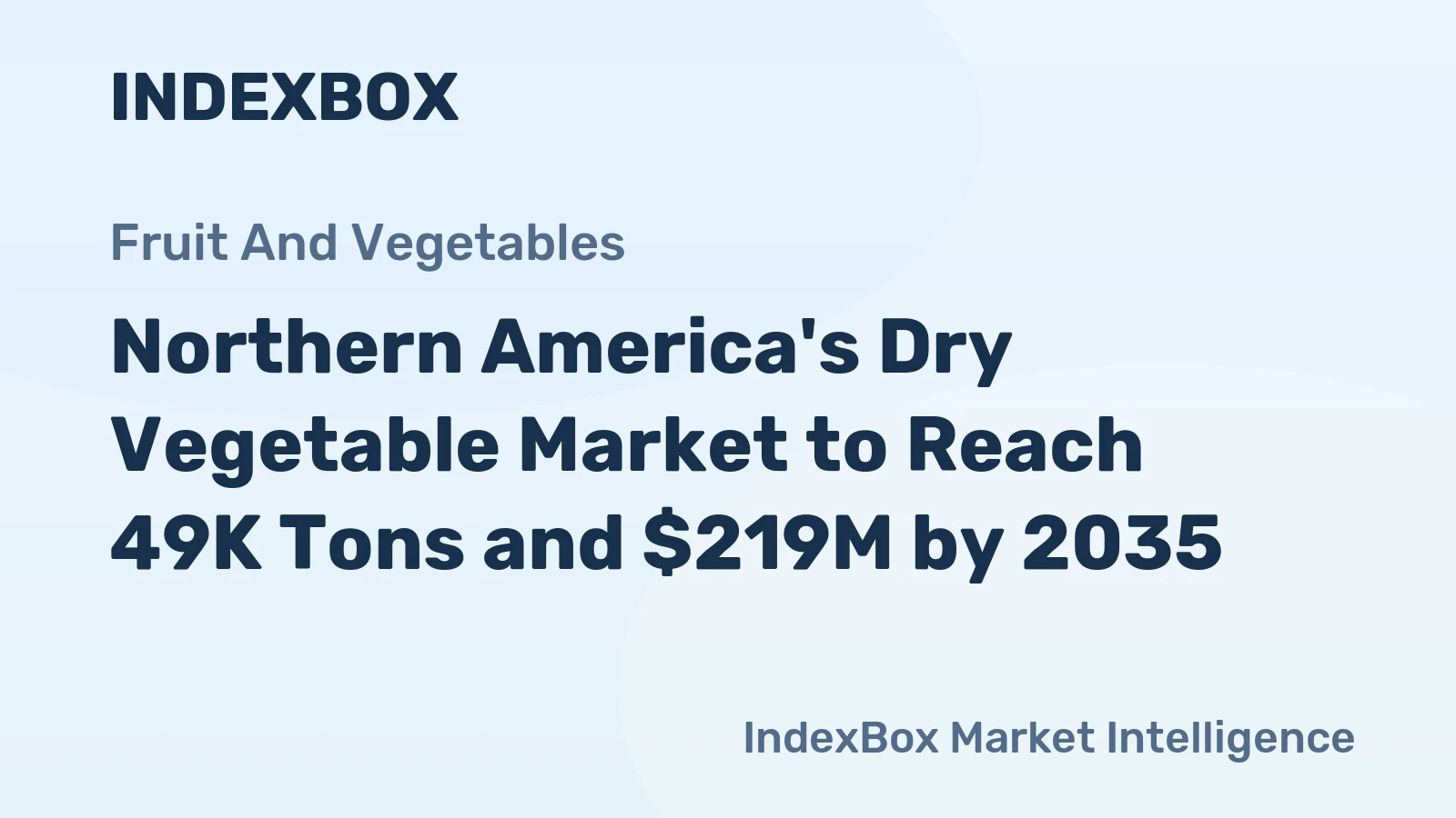 Northern America's Dry Vegetable Market to Reach 49K Tons and $219M by 2035