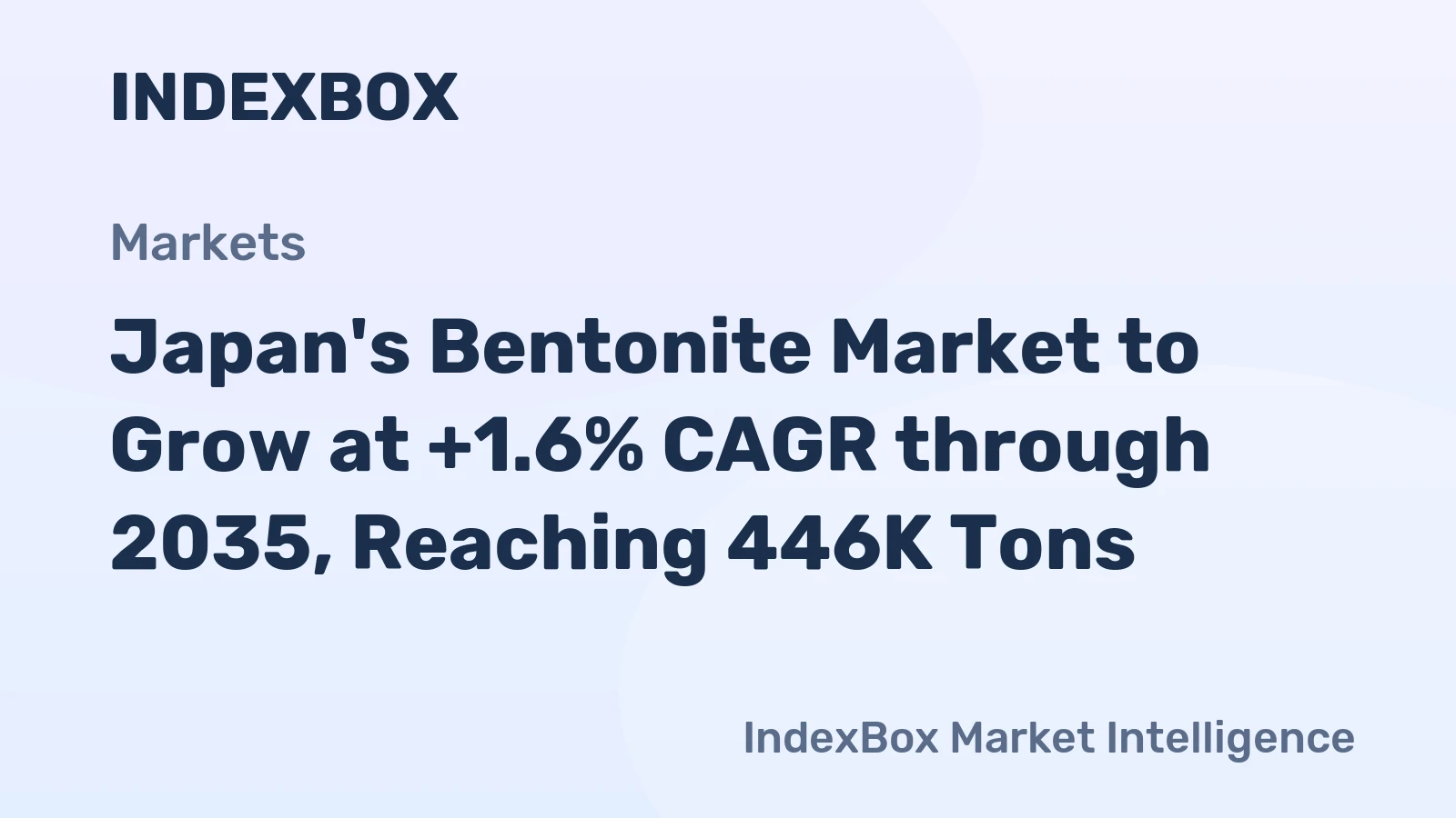 Japan's Bentonite Market to Grow at +1.6% CAGR through 2035, Reaching 446K Tons