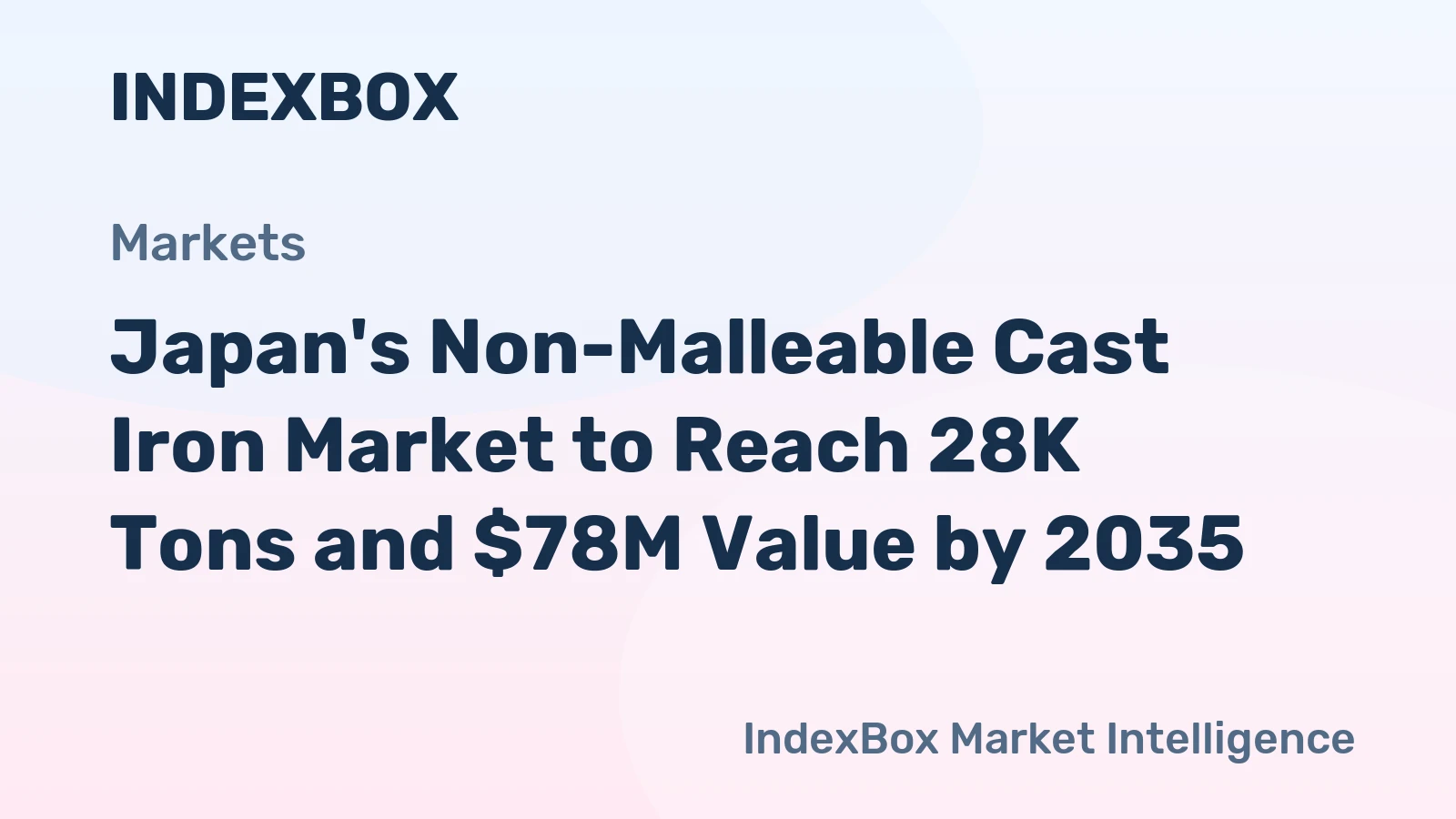 Japan's Non-Malleable Cast Iron Market to Reach 28K Tons and $78M Value by 2035