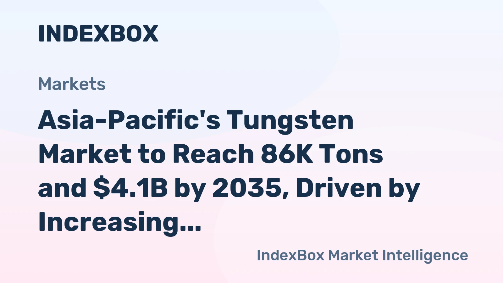 Asia-Pacific's Tungsten Market to Reach 86K Tons and $4.1B by 2035, Driven by Increasing Demand in the Region