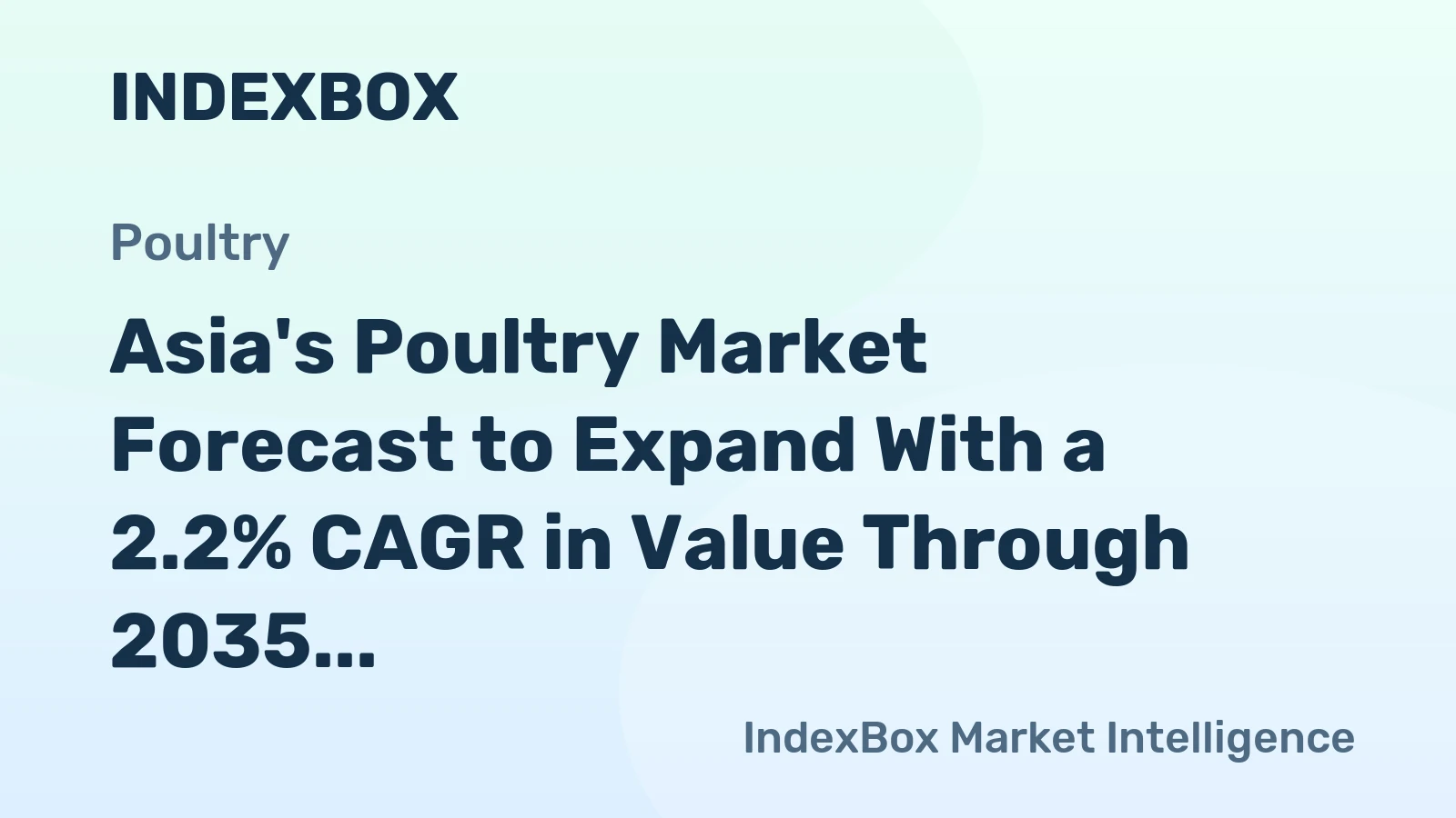 Asia's Poultry Market Forecast to Expand With a 2.2% CAGR in Value Through 2035