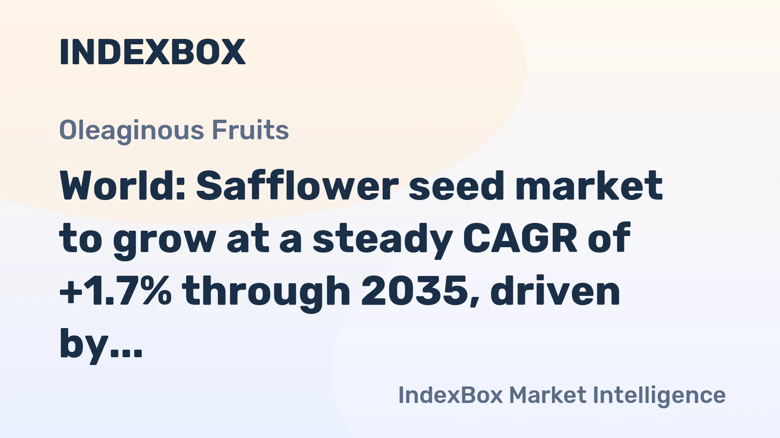 World: Safflower seed market to grow at a steady CAGR of +1.7% through 2035, driven by rising global demand.