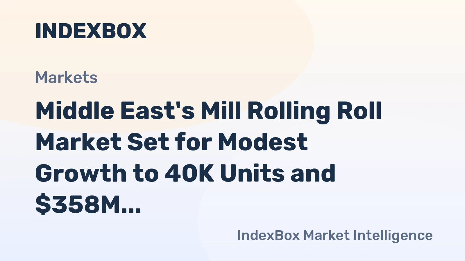 Middle East's Mill Rolling Roll Market Set for Modest Growth to 40K Units and $358M