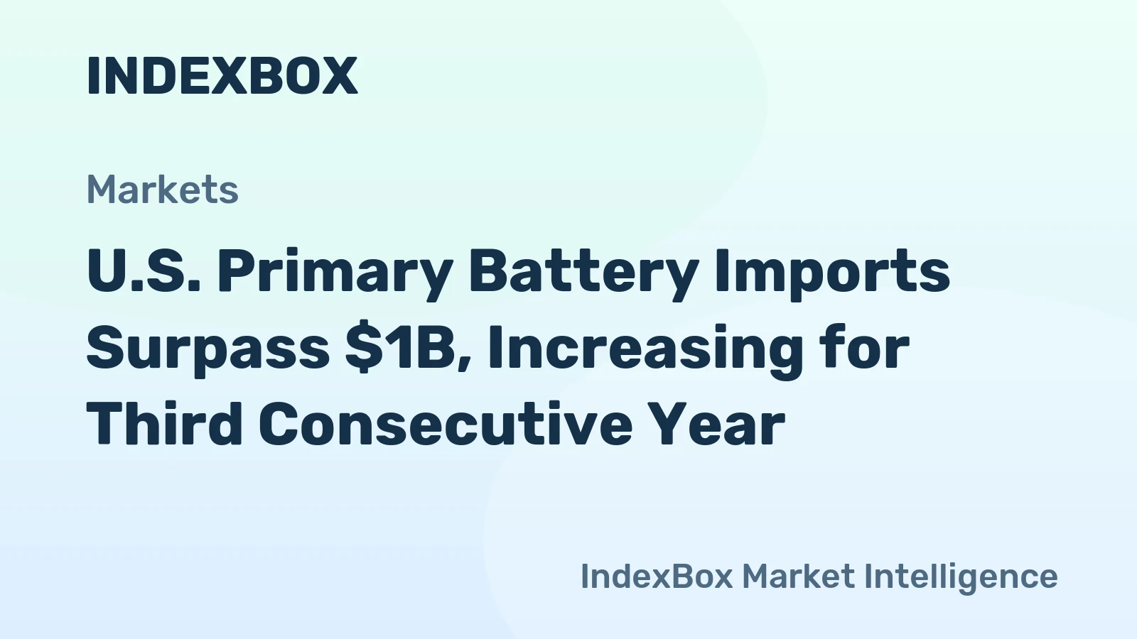U.S. Primary Battery Imports Surpass $1B, Increasing for Third Consecutive Year