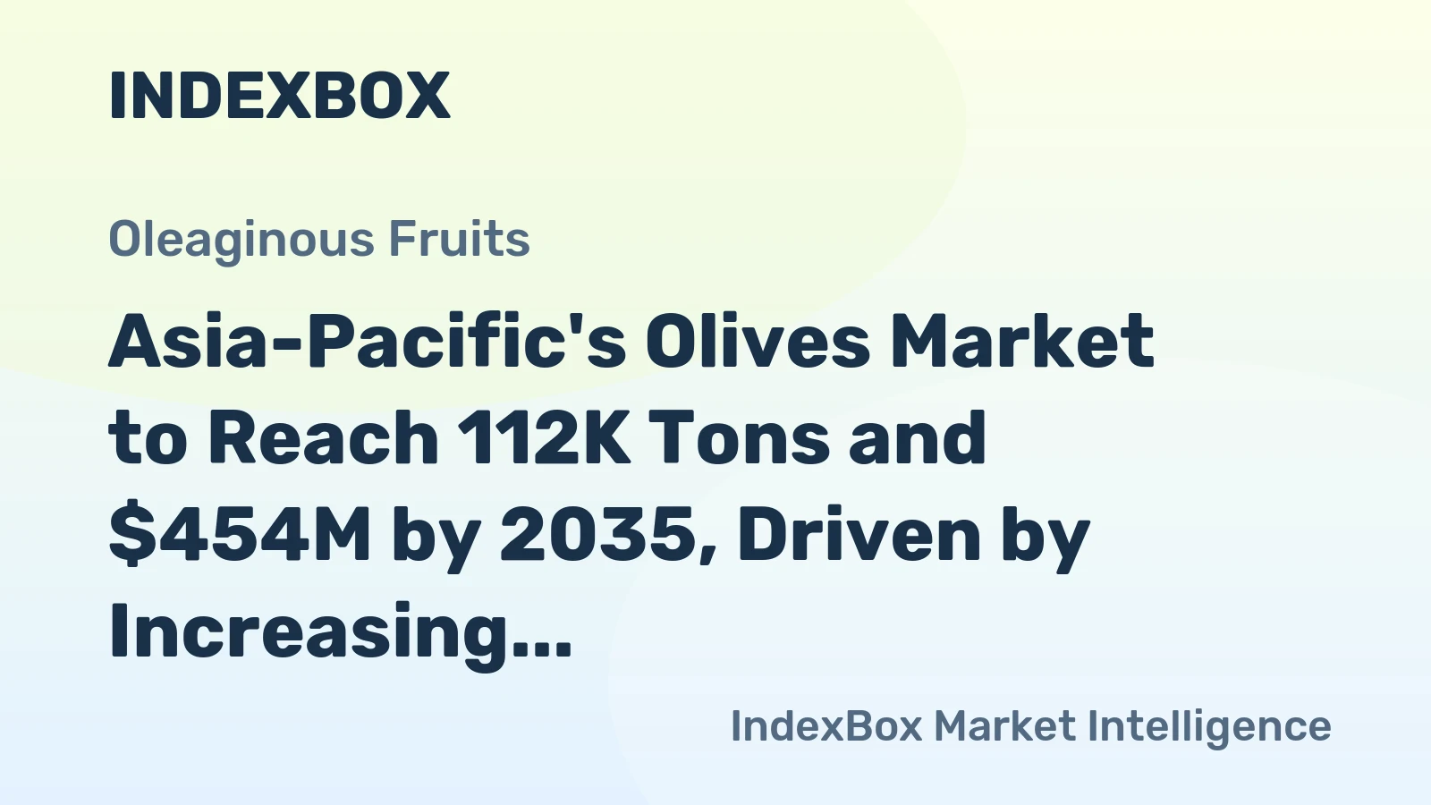 Asia-Pacific's Olives Market to Reach 112K Tons and $454M by 2035, Driven by Increasing Demand