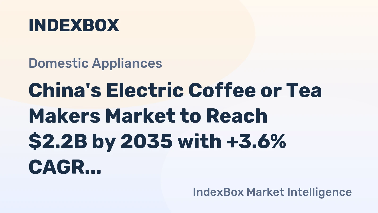 China's Electric Coffee or Tea Makers Market to Reach $2.2B by 2035 with +3.6% CAGR