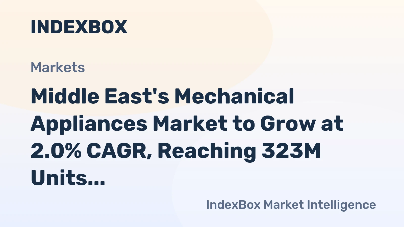 Middle East's Mechanical Appliances Market to Grow at 2.0% CAGR, Reaching 323M Units by 2035