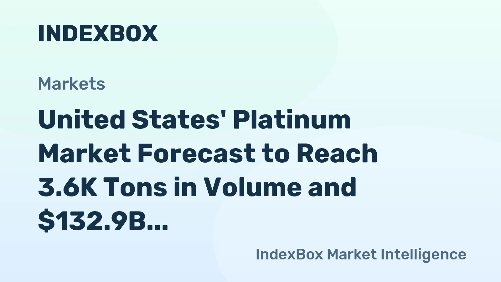 United States' Platinum Market Forecast to Reach 3.6K Tons in Volume and $132.9B in Value by 2035