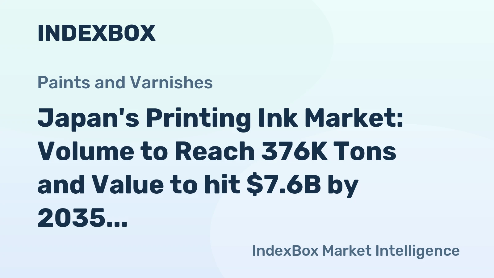 Japan's Printing Ink Market: Volume to Reach 376K Tons and Value to hit $7.6B by 2035