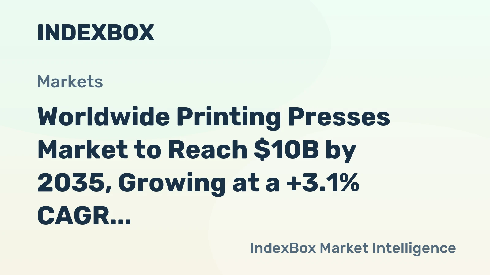 Worldwide Printing Presses Market to Reach $10B by 2035, Growing at a +3.1% CAGR